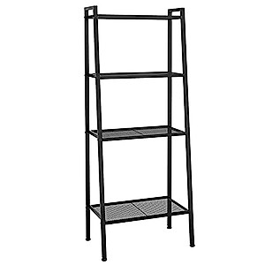 SHUANGZ 4 Tier Ladder Shelf, 23.6L x 13.8W x 57.9H Inch Industrial Bookcase Ladder-Shaped Plant Flower Stand Rack Storage Shelves for Living Room, Black (HSSC-1)