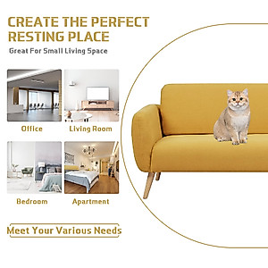 Artdeco Home Loveseat Sofa 58" W Upholstered Fabric Modern Design Small Couch for Small Space, Living Room, Apartment (Polyester, Mustard)