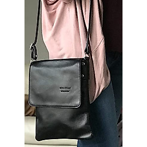 LaGaksta Ashley II Italian Soft Leather Shoulder Crossbody Bag -Black,Small