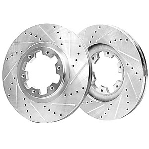 Detroit Axle - Front Brake Rotors for 1998-2003 Infiniti QX4, 2000-2004 Nissan Pathfinder Drilled & Slotted Brake Rotors 1999 2001 2002 Replacement Brakes: 11.8" inch Rotors