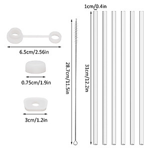 MARFOREVER 6 Pcs Replacement Straw for 40 30 oz Stanley Cup Tumbler, Reusable Clear Stanley Straws with Silicone Spill Stopper & Cleaning Brush, Plastic Straw Compatible for Stanley Cup Accessories