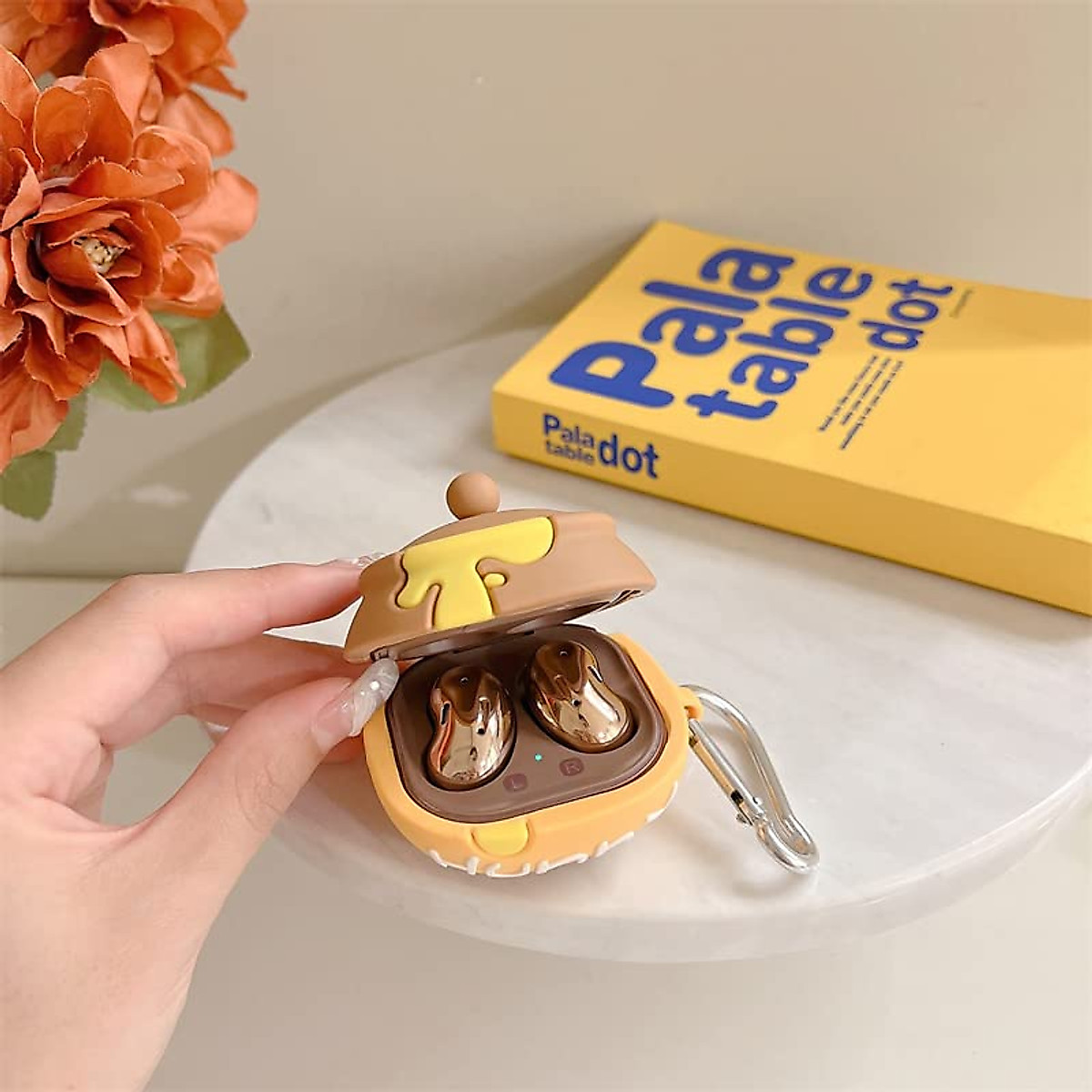 Joie & Joho Soft Silicone Cute Case with Keychain Accessories for Samsung Galaxy Buds 2 Case (2021)/ Galaxy Buds Pro Case (2021)/ Galaxy Buds Live Case (2020) Earbuds Case