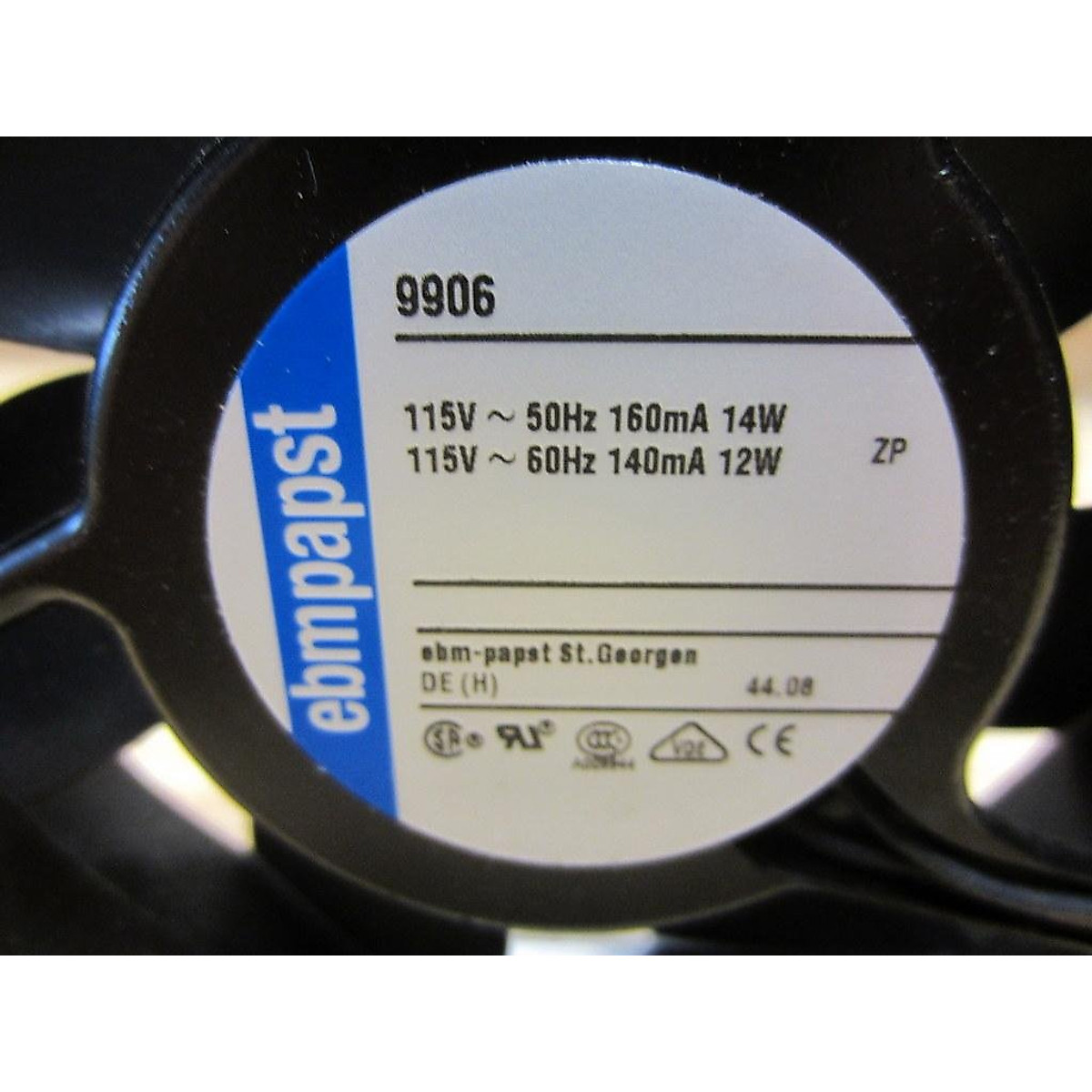 ebm-papst 9906 Fan, Square; 119 mm L x 119 mm H; 25 mm; 115 V; 79.5 CFM; 60 Hz; 12 W; Axial