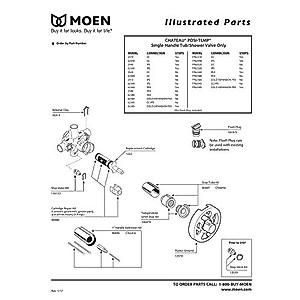 Moen Rough-In Posi-Temp Pressure Balancing Cycling Shower Valve with Stops, 1/2-Inch IPS Connections, 2590
