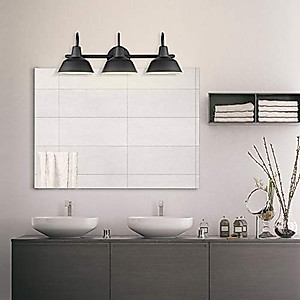 Globe Electric 51710 5-Piece Bathroom Accessory Set, with Vanity, Matte Black, 3-Light Vanity Light, Towel Bar, Towel Ring, Robe Hook, Toilet Paper Holder, Bathroom Lights Over Mirror, Home Décor