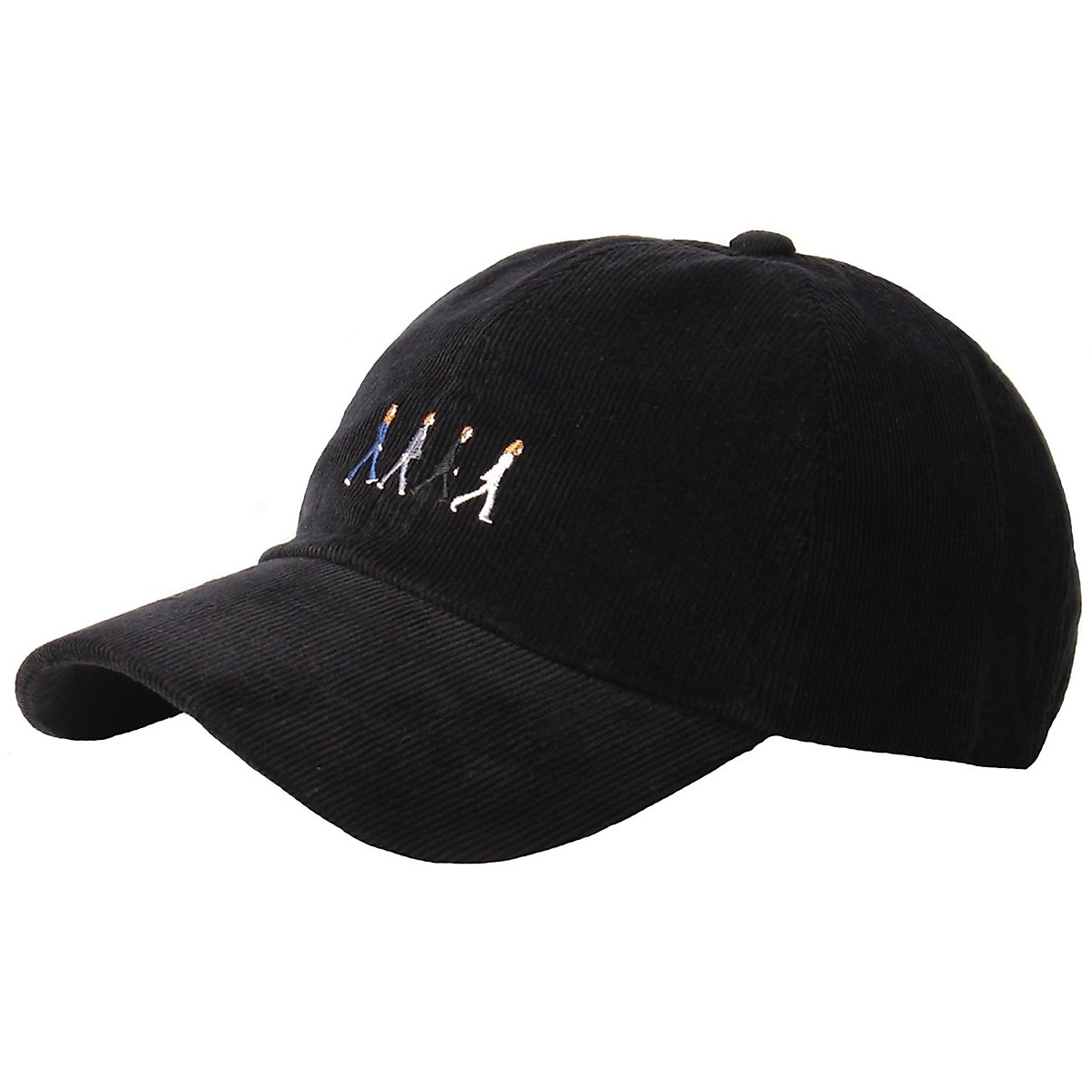 RaOn womens B187 Beatles Abbey Road Homage Character Corduroy Ball Baseball Truckers Cap, Black, 6 7/8-7 3/8
