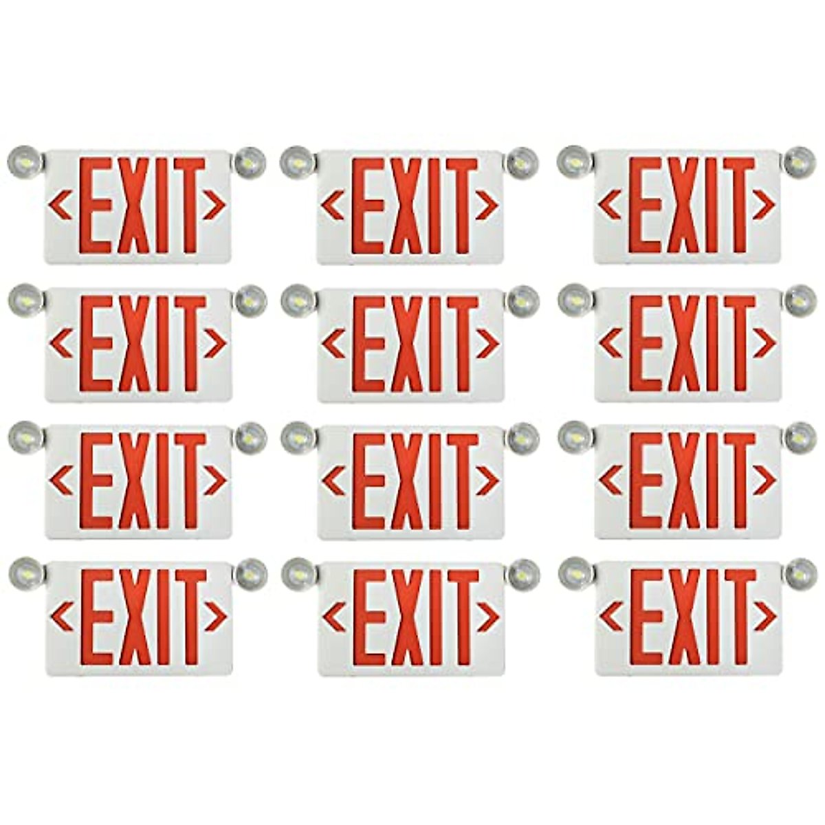 Ciata Ultra Bright Led Decorative Red Exit Sign & Emergency Light Combo with Battery Backup, Fire Exit Sign with Lights, Lighted Exit Signs with Battery Backup, 6-inch Red Letters - 12 Pack