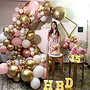 Pink Balloon Garland, 127PCS Pink Gold and White Balloons Arch Birthday Party Decorations for Girls Women 18th 21st with Metal Rose Gold Balloon for Baby Shower Wedding Bachelorette Party Supplies