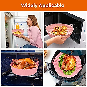 Silicone Air Fryer Liners, 7.5'' Pink 3 to 6 QT Round Reusable Air Fryer Silicone Bowls Pots Basket Covers Replacement of Parchment Paper for COSORI Ninja Air Fryers Oven Accessories