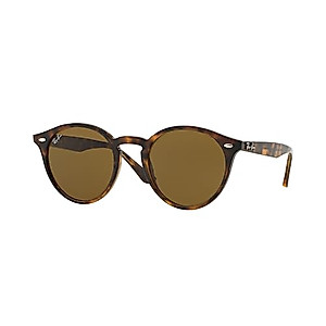Ray-Ban RB2180 Round Sunglasses, Light Havana/Dark Brown, 49 mm
