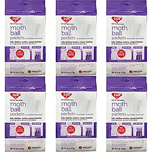 Enoz Lavender Scented Moth Ball Packets: Kills Clothes Moths, Carpet Beetles, Eggs and Larvae (6 oz Bag, 6 Pack)