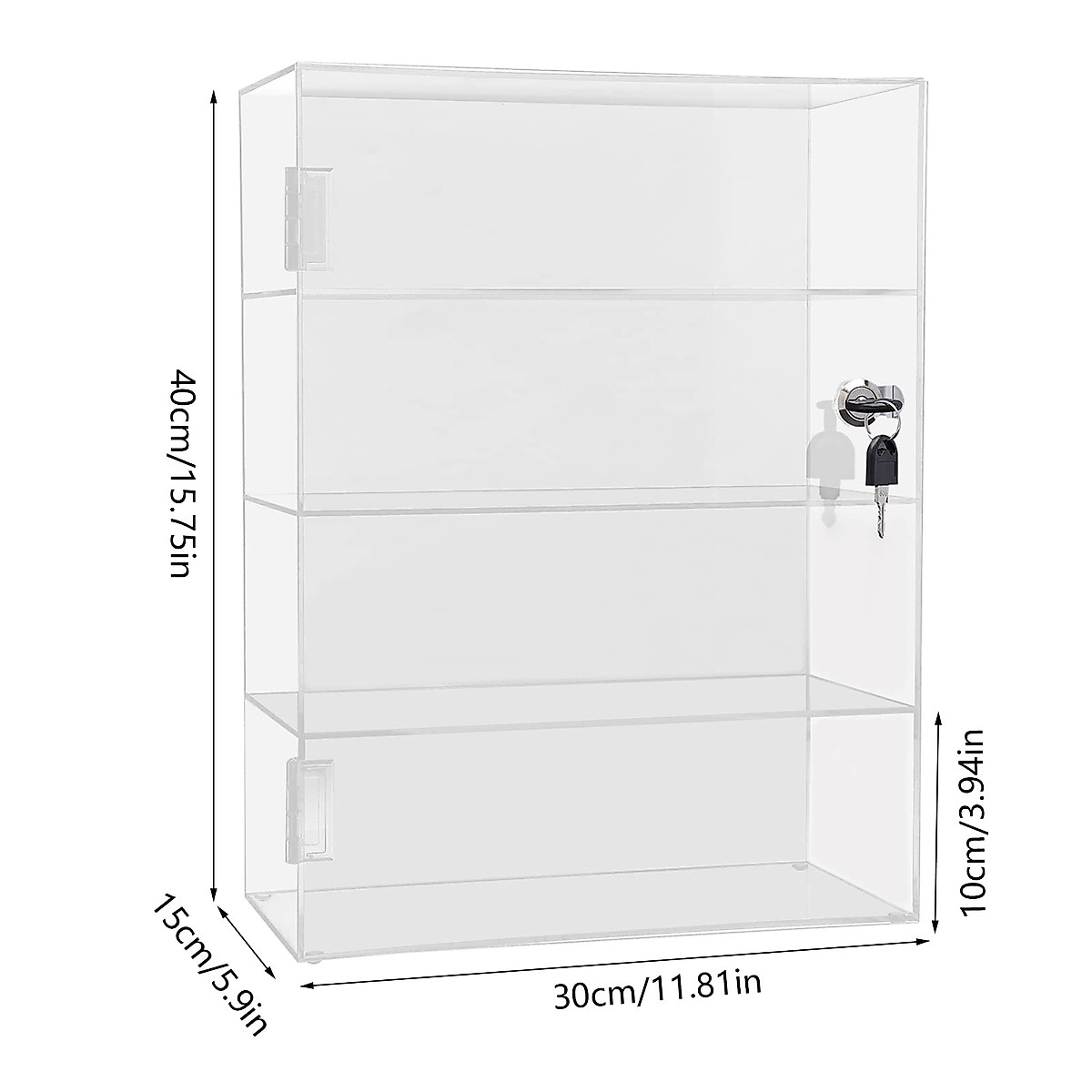 Clear Acrylic Display Case,4 Layer Transparent Countertop Showcase,Protection Showcase with Lock for Toy Collectibles Office Retail Store Safe Storage Sunglasses Toys… (Style 1)