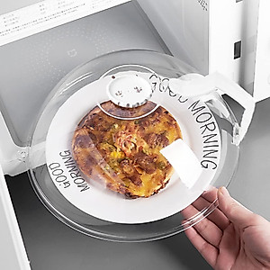 Igikzz 2 Pack Large Microwave Splatter Cover, Transparent Cover, Microwave Plate Cover Lid with Handle and Adjustable Steam Vents Holes Keeps Microwave Oven Clean