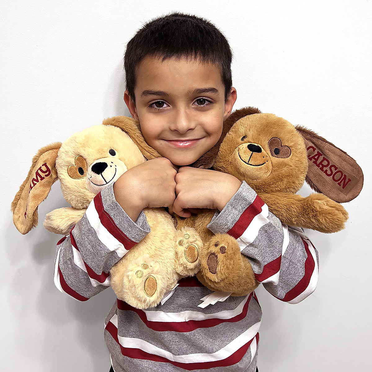 Let's Make Memories Personalized Hugging Plush Puppies - Puppy Love - Dog Stuffed Animal for Kids - Valentines Day - Birthday - For Boy - For Girl - Te Quiero - Familia - I Love You - Family - Puppies