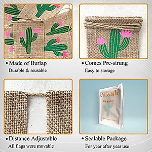 Uniwish Cactus Burlap Banner Garland Summer Hawaiian Green Theme Baby Shower Birthday Party Decorations Mexican Fiesta Festival Décor