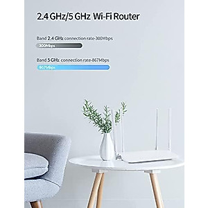 ZJX Gigabit Dual Band Routers for Wireless Internet, AC1200 WiFi Router for Home, Long Range Coverage, MU-MIMO, AP Mode, Guest WiFi and Parental Control, white