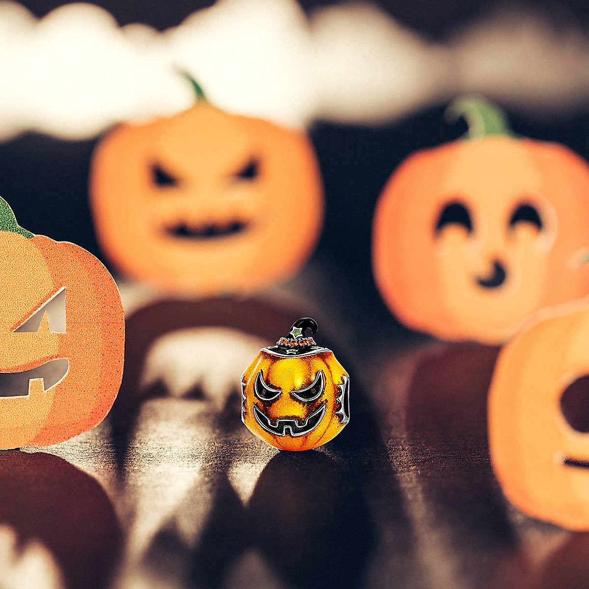 NINAQUEEN Halloween Pumpkin Charms Fits Charms Bracelets Sterling Silver Bead Birthday Valentines Christmas Gifts for Women Her Wife Mom Girls Girlfriend Jack-o'-lantern