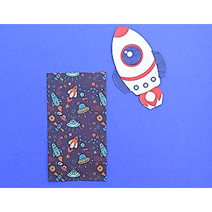 Outer Space Favor Bags - 24-Count Colorful Cute Pattern Design Printed on Kraft Paper Goodie Gift Bags - Treat Bags and Party Supplies for Theme Party, Kids Birthday, Party Favor - 9.5" x 5.5" x 3.25"