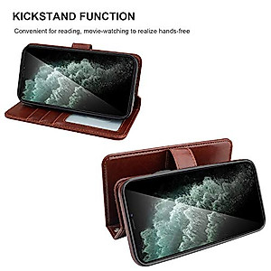 Bocasal iPhone 11 Wallet Case with Card Holder PU Leather Magnetic Detachable Kickstand Shockproof Wrist Strap Removable Flip Cover for iPhone 11 6.1 inch (Brown)