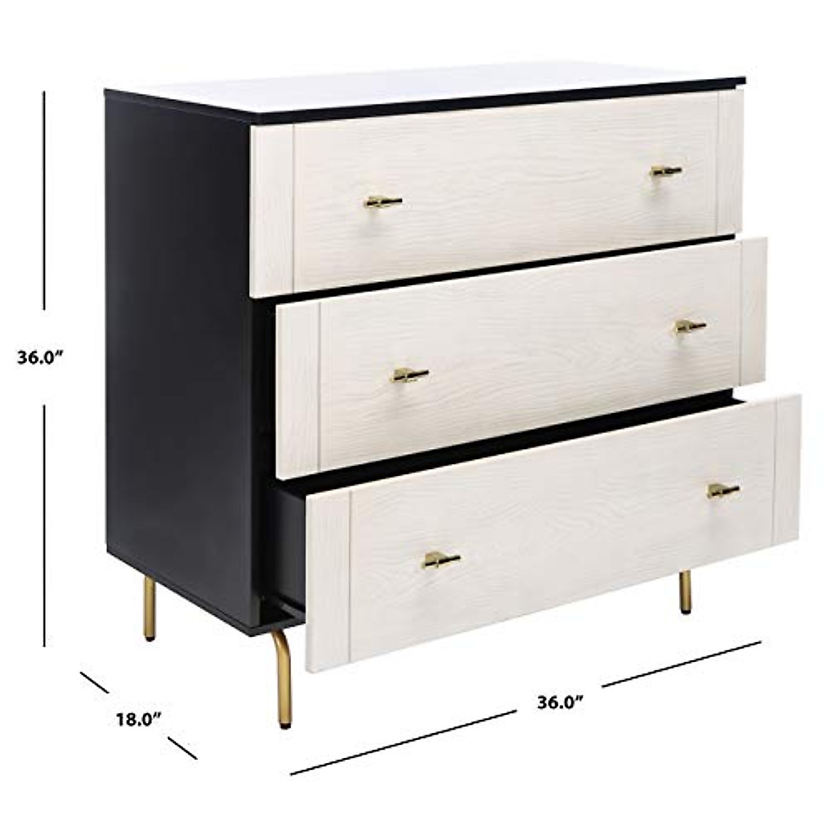 Safavieh Home Genevieve Black Modern 3-drawer Dresser