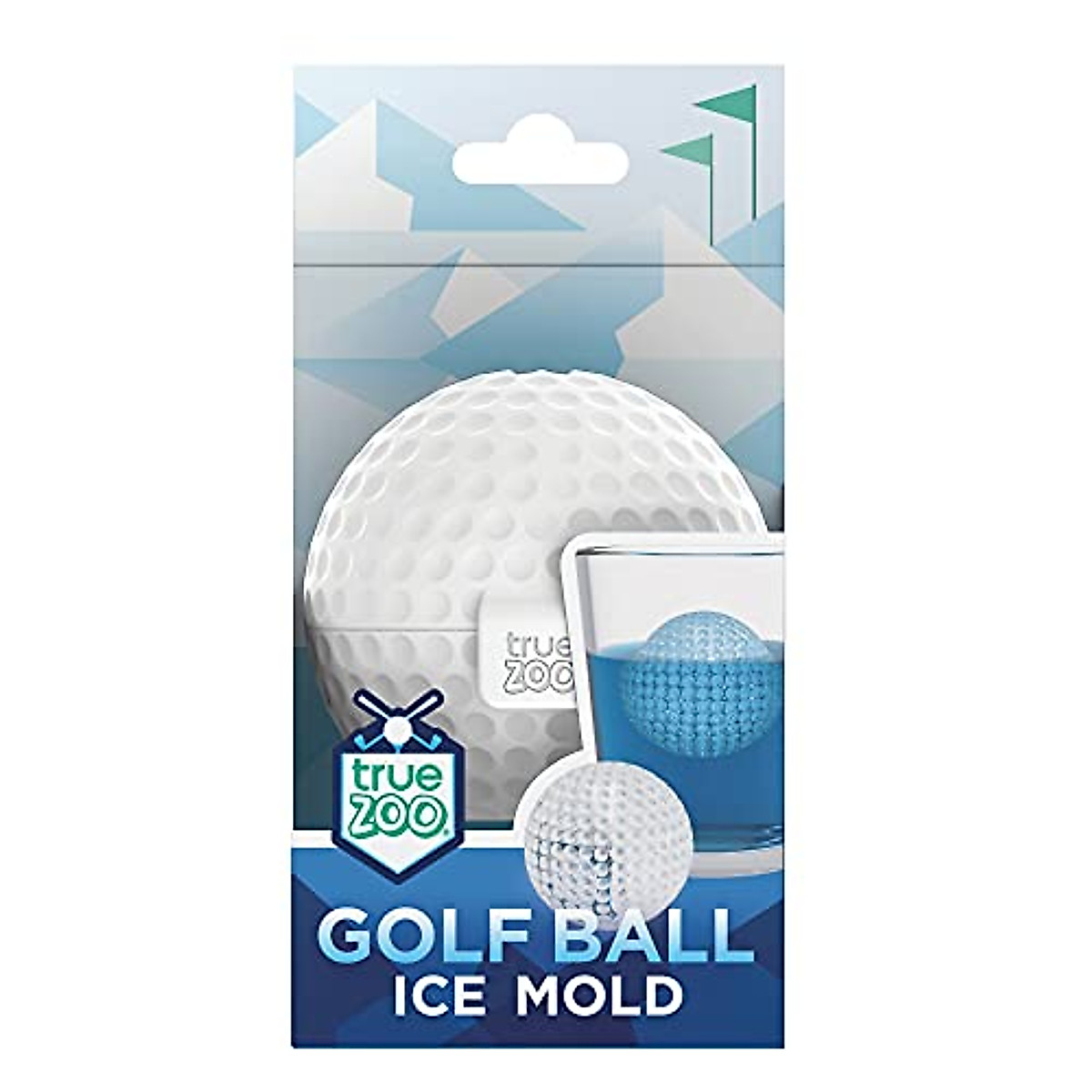 True Zoo Golf Ball Ice Mold, Dishwasher Safe Novelty Silicone 2 Inch Ice Sphere Maker for Sports Fans, Set of 1