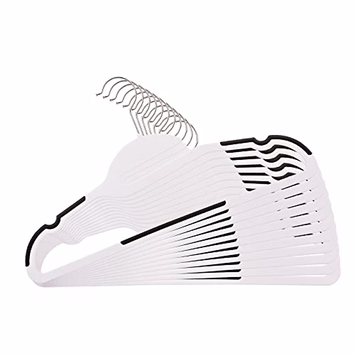 DAMAHOME 50PK Coat Hangers Non Slip - Space Saving Plastic Clothes Hangers, Slim Pant Hangers, U-Slide, Heavy Duty, 360°Swivel Hook, White