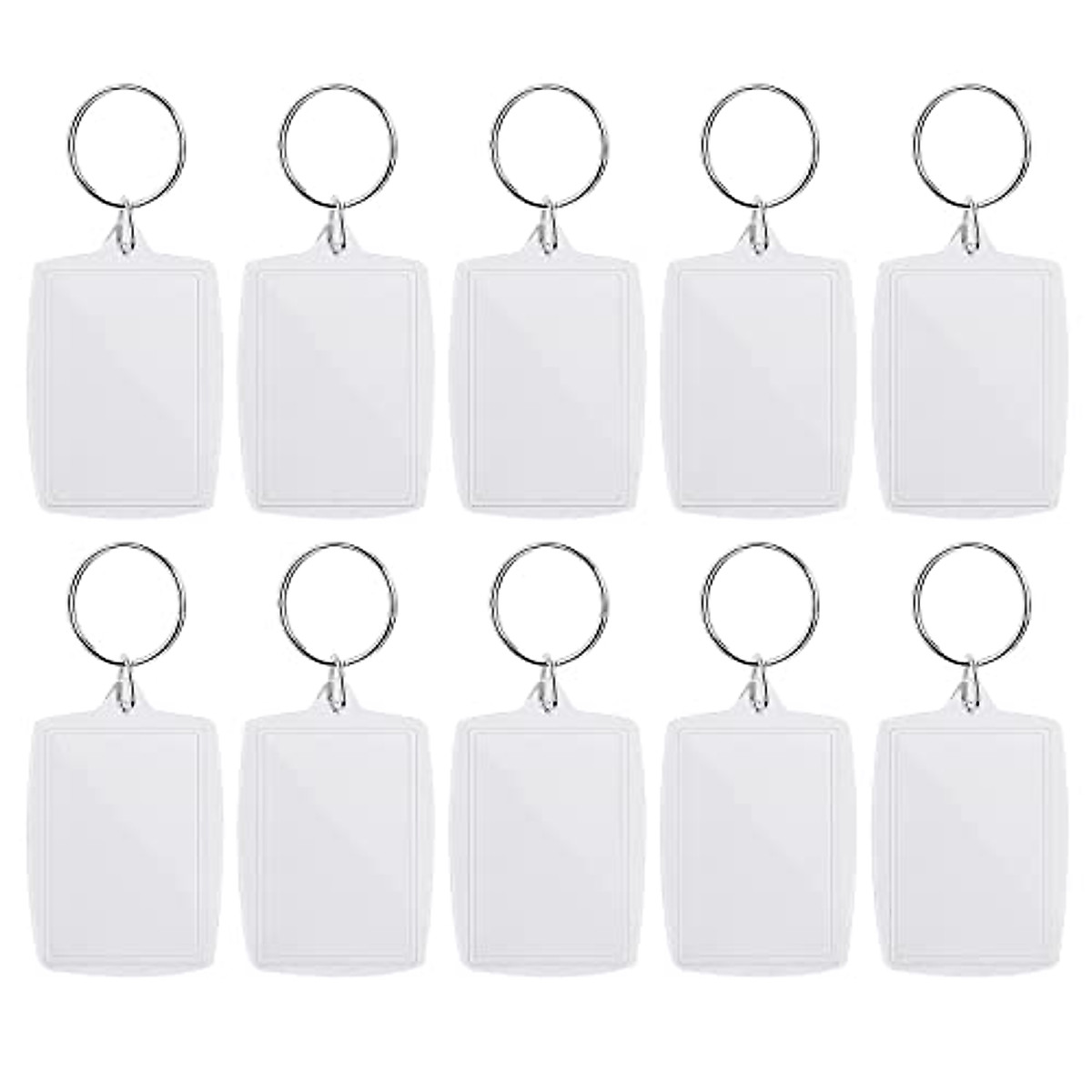 Lusofie 10Pcs Clear Photo Keyring Keychain Acrylic Photo Picture Keychains Double Sided Picture Holder with Split Ring for Family Friend Photo Crafting Gift(2.1inch x 1.57inch)
