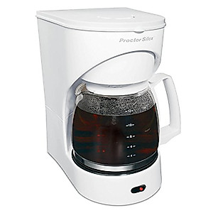 Proctor Silex 12-Cup Coffee Maker, Works with Smart Plugs That Are Compatible with Alexa, Auto Pause and Serve, White (43501PS)