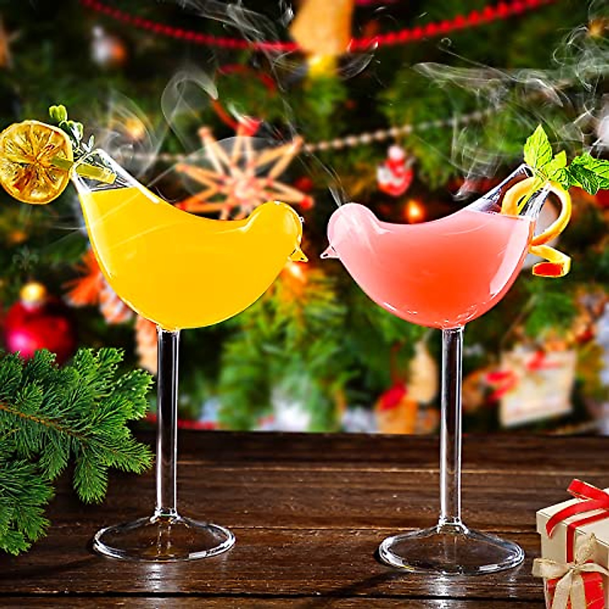 LINALL Cocktail Glass - Creative Bird Design Cocktail Glass Set of 2, 150ml Individuality Glass Goblet