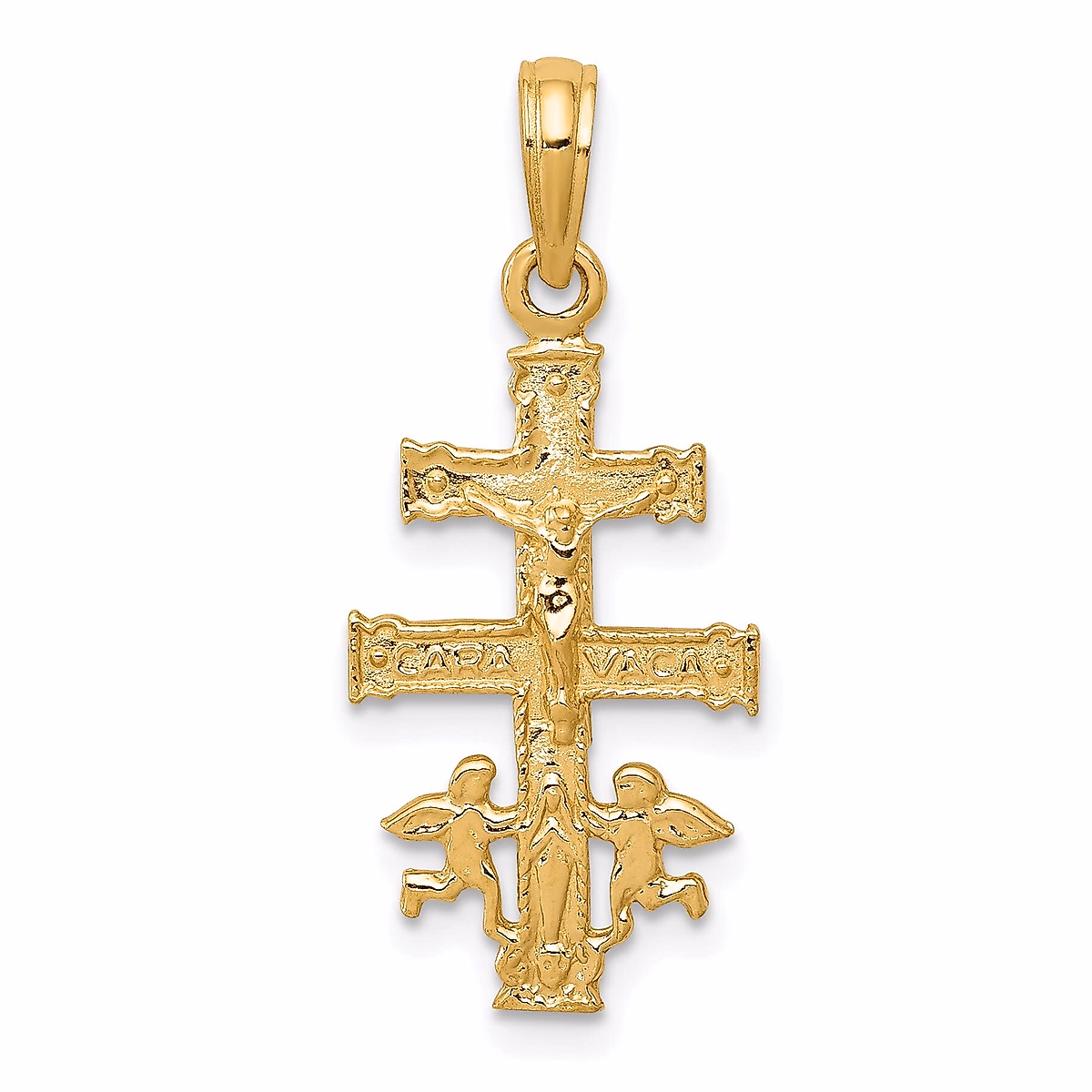 FindingKing 14K Yellow Gold Caravaca Cross Pendant Charm Jewelry
