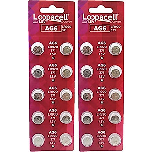 LOOPACELL AG6 LR920 371 370 D371 D370 LR920 LR921 LR69 Alkaline Button Cell Battery X 20