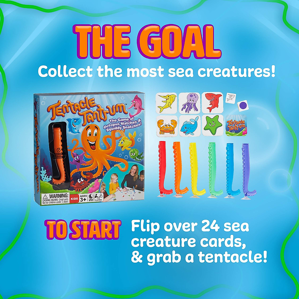Continuum Games Tentacle Tantrum Fast-Paced Octopus Game of Matches and Squiddy Snatches | 2-6 Players, 20-Minute Play Time, Ages 3 and Up | Family Games for Kids and Adults