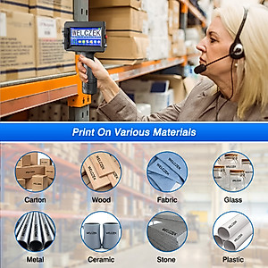 WELCZEK TIJ254 Portable Handheld Inkjet Printer 1 Inch Handheld Printer Quick Drying Injet Coding Machine for Barcode Date Logo QR Code Batch Number (Print Height 0.08-1 Inch)