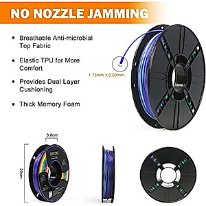 ERYONE Filament TPU 1.75mm +/-0.05mm for 3D Printer, 95A, 0.5kg (1.1 LBS) / Spool, Sea Glass Rainbow