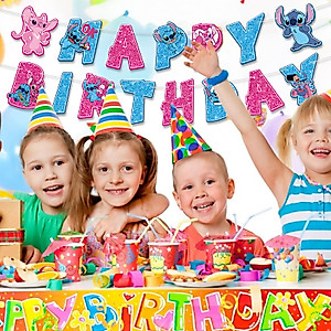 YNOUU Cartoon Birthday Banner Decorations Cartoon Happy Birthday Banner Girls Boys Kids Birthday Party Baby Shower Cartoon Sign Decorations