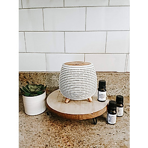 Aromatherapy Essential Oil Wooden Grain Diffuser with Auto Shut-Off Function | Cool Mist Humidifier for Yoga Spa Office Bedroom Home | 120ml (White)