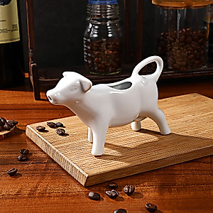 Angoily Ceramic Creamer Coffee Milk Creamer Pitcher Animal Cow Shaped Serving Pitcher Sauce Pitcher Milk Creamer Jug for Kitchen,1PCS