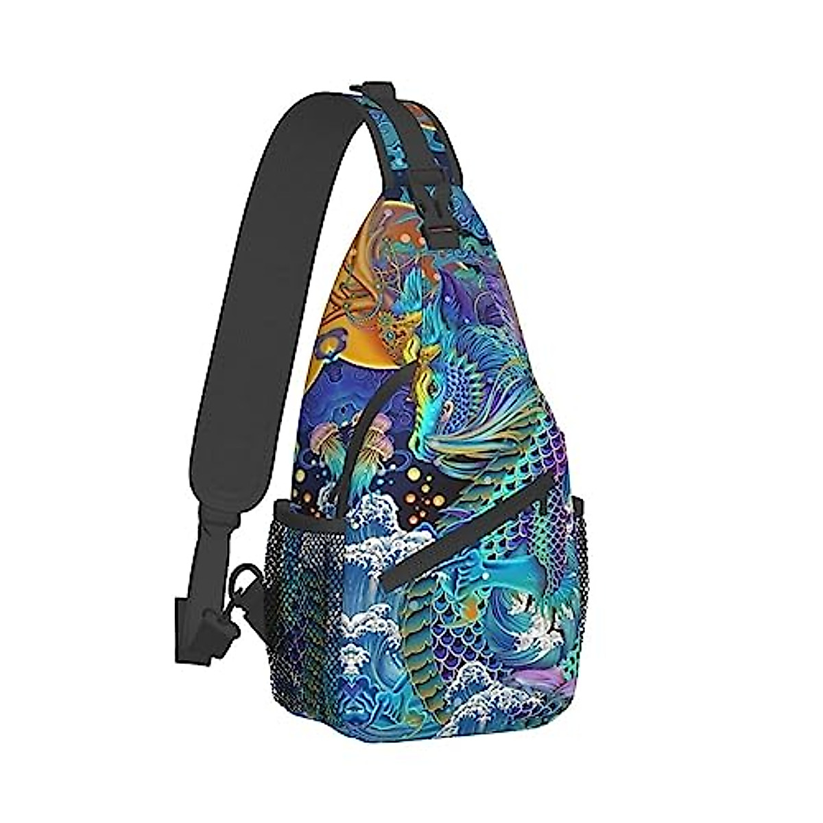 MANQINF Cool Chinese Dragon Sling Bag,Casual Crossbody Backpack Shoulder Chest Bag for Women Men Travel Hiking Daypack