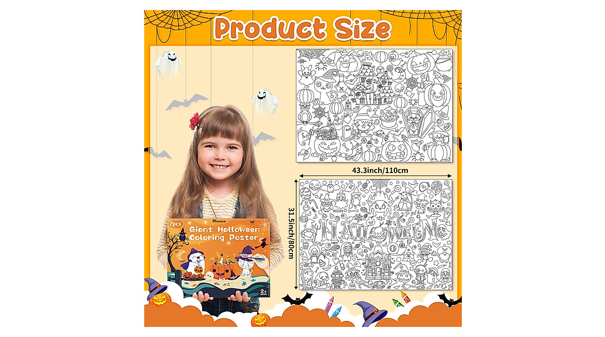 Halloween Giant Coloring Posters for Kids - 2 Pack