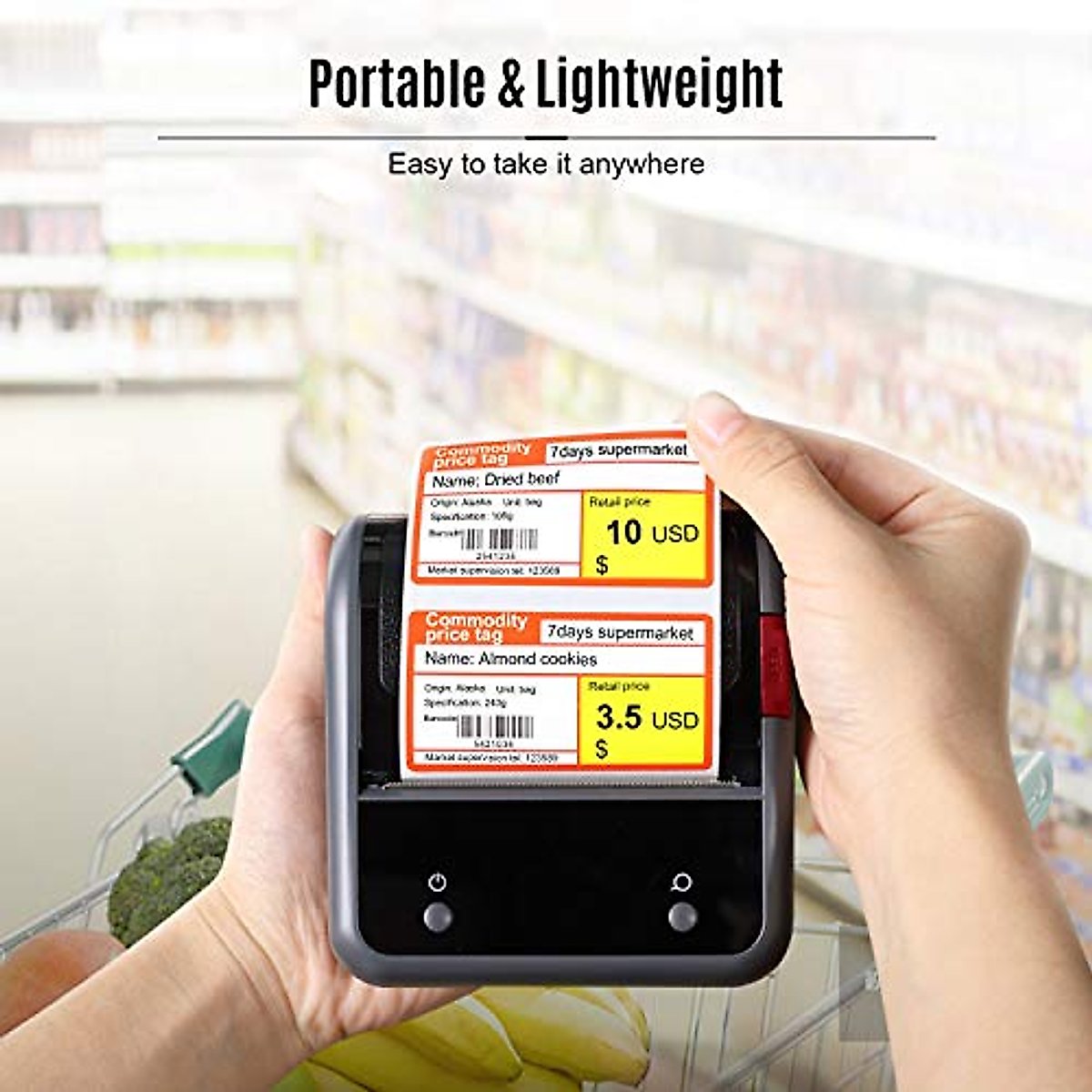 VIBY Portable 80mm Thermal Label Printer BT Label Maker Sticker Machine with Rechargeable Battery for iOS Android Computer