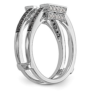 Size 7 - Solid 14k White Gold Black & White Diamond Ring Guard (9mm) (.43ct.)
