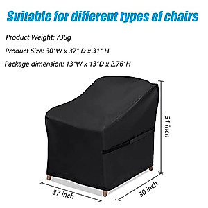 KNHUOS Patio Chair Covers, 2pcs Outdoor Chair Covers Waterproof,30" W x 37" D x 31" H, Lounge Deep Seat Cover, Patio Furniture Covers Chairs Waterproof