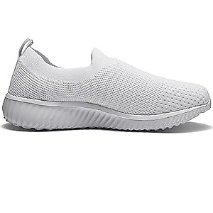 LANCROP Women's Walking Nurse Shoes - Mesh Slip on Comfortable Sneakers 7.5 US, Label 38 All White