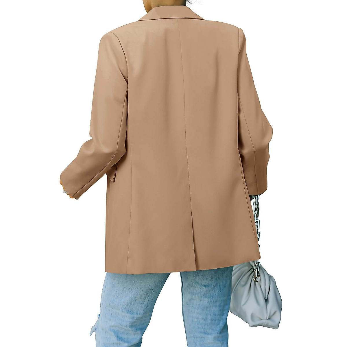 CRAZY GRID Women Business Casual Blazer Jacket Long Sleeve Fashion Blazer Ladies Buttons Work Professional Suit Jacket Oversized 2XL Khaki