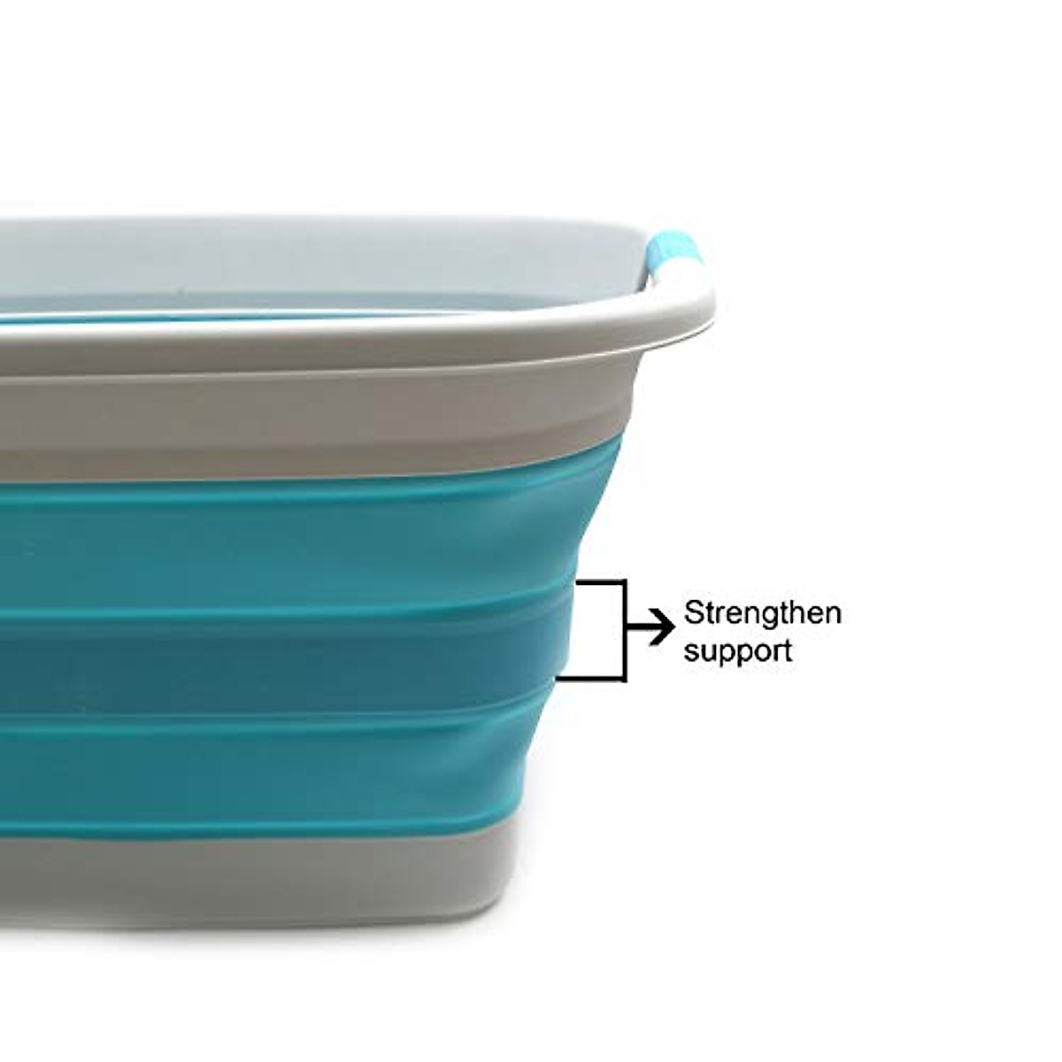 SAMMART 37L (9.77 Gallon) Collapsible Plastic Laundry Basket - Foldable Pop-Up Storage Container/Organizer - Portable Washing Tub - Space Saving Hamper/Basket (1, Grey/Bright Blue)