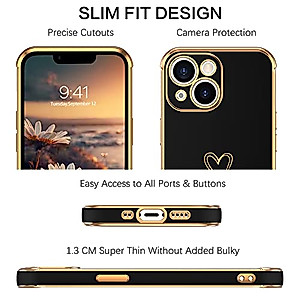 BENTOBEN iPhone 13 Mini Phone Case, Cute Heart Pattern Slim Fit Soft Flexible Shockproof TPU Bumper Protective Women Girls Boys Men Non-Slip Lightweight Cover for iPhone 13 Mini 5.4 Inch, Black