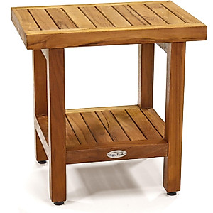 AquaTeak The Original 18" Spa Teak Shower Bench with Shelf