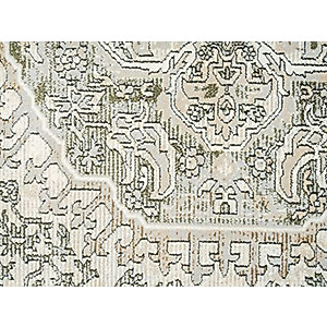 Abani Savoy Collection Area Rug - Beige/Green Vintage Design - 7'9" x 10'2" - Easy to Clean - Durable for Kids and Pets - Non-Shedding - Medium Pile - Soft Feel - for Living Room, Bedroom & Office