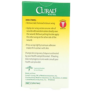 Curad Waterproof Butterfly Adhesive Bandages, 1.75" x .375", 12 Count