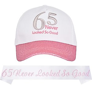 MEANT2TOBE 65th Birthday Gifts for Women, 65th Birthday Decorations for Women, 65th Birthday Baseball Cap,65 birthday Sash, 65th Birthday, 65th Birthday Party Supplies Gifts and Decorations